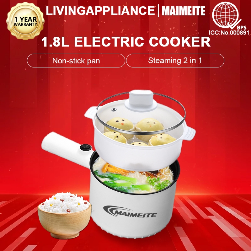 MAIMEITE Mini Rice Cooker Non-Stick Inner Pot 1.8L Multi-Function Rice ...