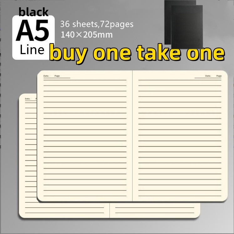 buy one take one Kraft paper notebook,A5 Notebook Line Black/Khaki ...