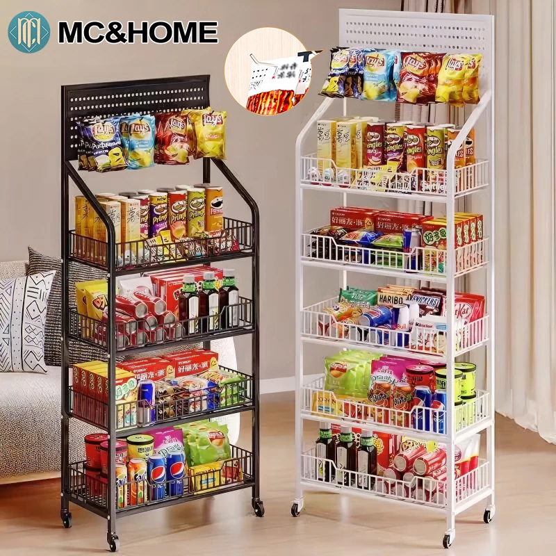 MC&HOME Supermarket Shelves Snack Shelf Grocery Rack 5 Layers Display ...
