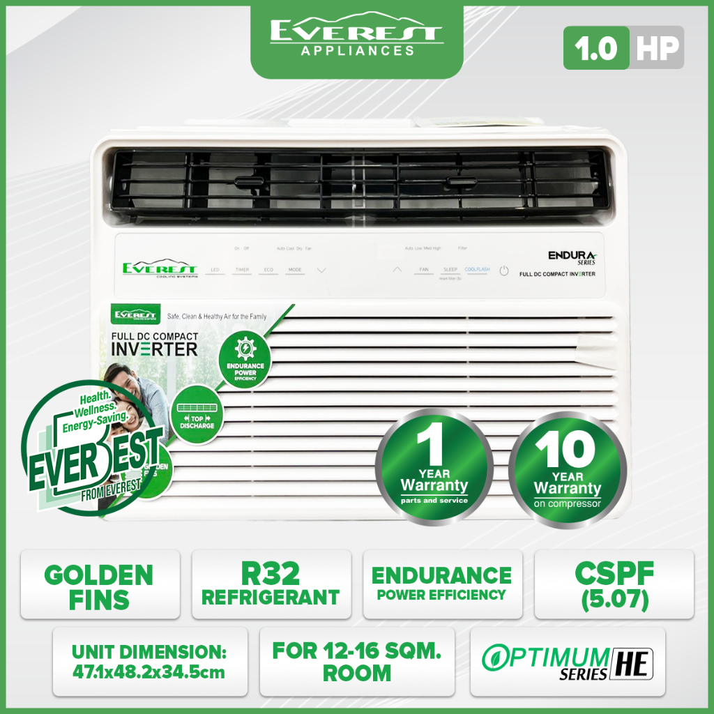 Everest Endura 1HP Inverter Window Type Aircon/ Full Dc/ Top Discharge ...