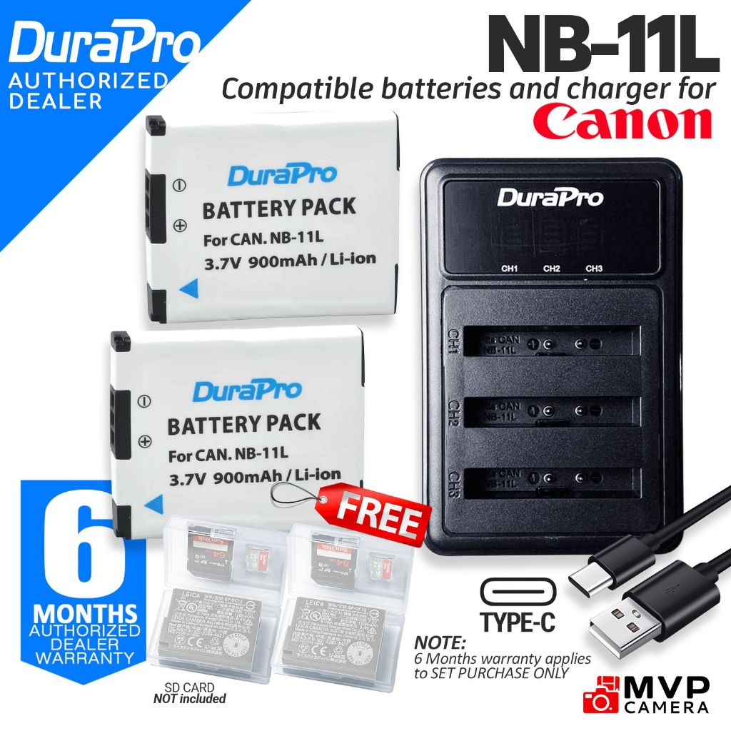 DURAPRO Replacement Battery for Canon NB-11L NB11L NB11 Charger USB ...