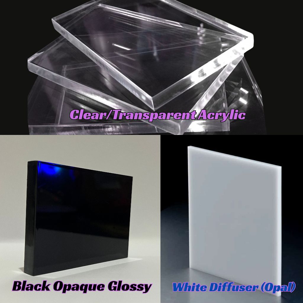 Clear Black White Diffuser Acrylic Sheet - Precut Sizes (List B1 - 9mm ...