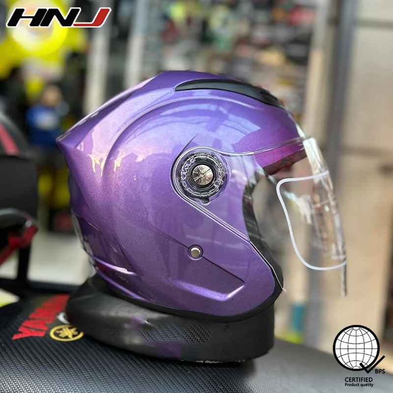 HNJ A4-003 Half Face Helmet For Motorcycle Single Clear Visor With ICC ...