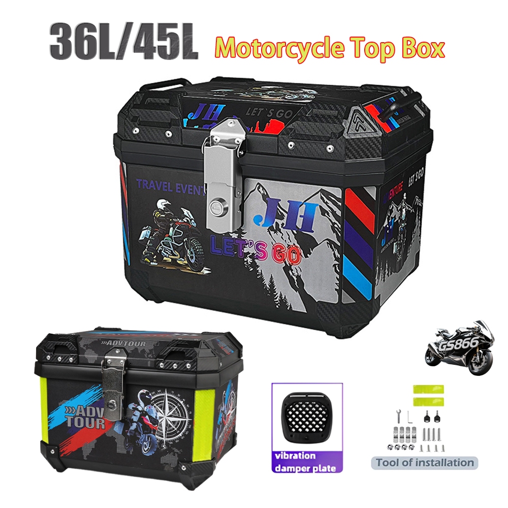 Motorcycle Top Box For Trunk 36L/45L Luggage Storage Box Large Capacity ...