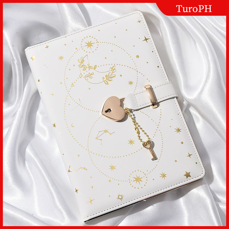 A5 Password Notebook Thickened Notepad Creative Heart Shaped Key Lock ...