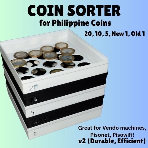 Coin Sorter for Philippine Coins (Sorts 20,10,5, Old 1, and New 1 Peso ...