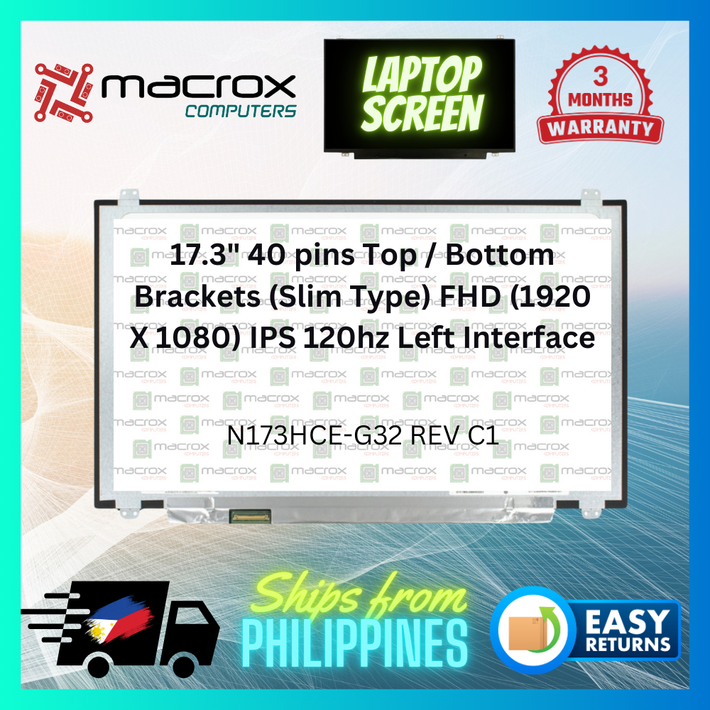 Laptop Screen 17.3" 40 pins Top / Bottom Brackets (Slim Type) FHD ...