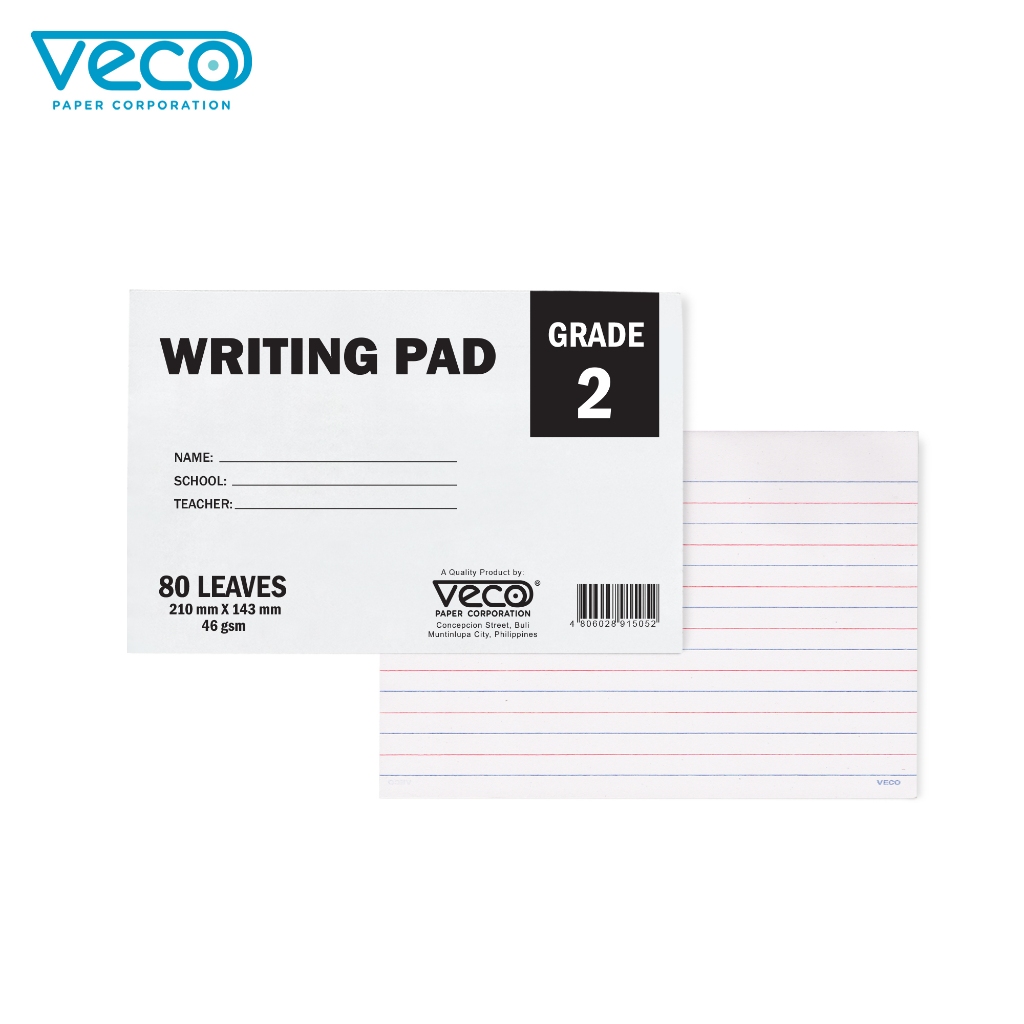 Veco Writing Pad Paper for Grade 2 80 leaves 46gsm (Available in: 1pads ...