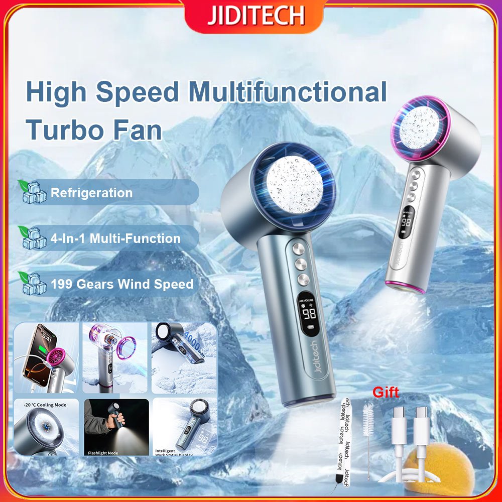 Jiditech 4-in-1 Multi-Function Mini Fan High Speed Cooling Fan With ...