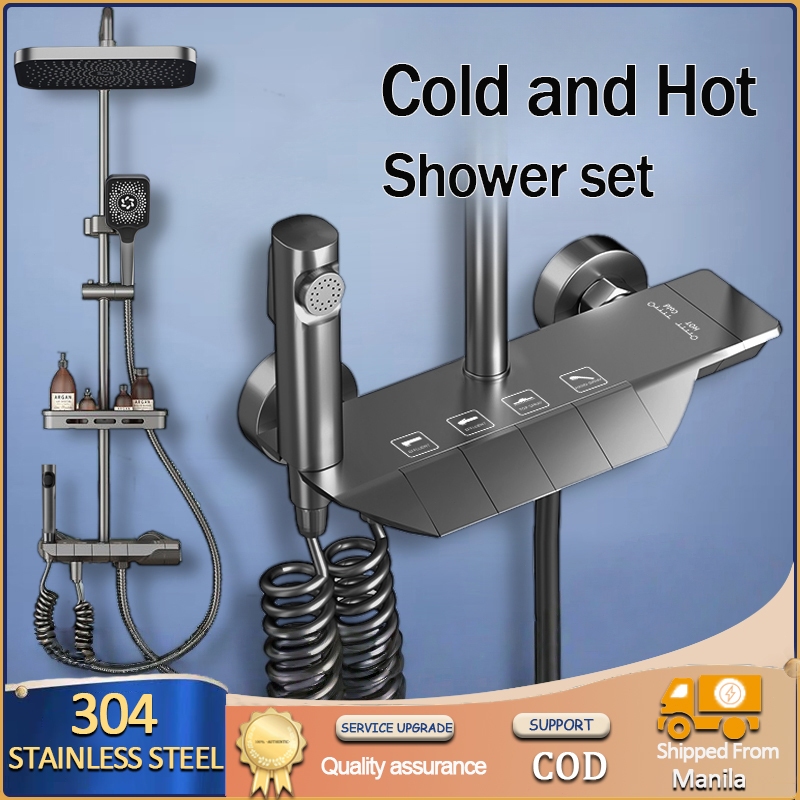 Gun Grey High Pressure Shower Set with Digital Temp Display | Para sa ...