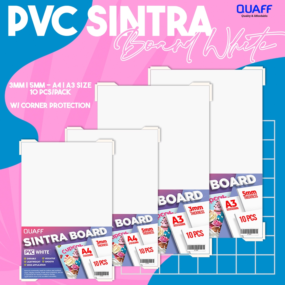 10sheets PVC Sintra Board White With Corner Protection A4 & A3 SIze (Thickness: 5mm | 3mm ...