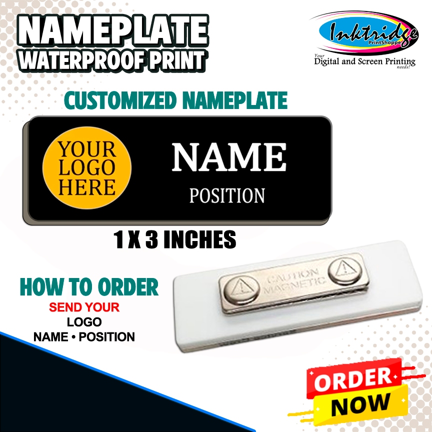 CUSTOMIZED Nameplate | 1 x 3 inches | Waterproof Print | Shopee Philippines