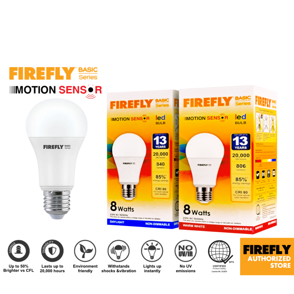 Firefly Basic Series Motion Sensor LED Bulb | Shopee Philippines