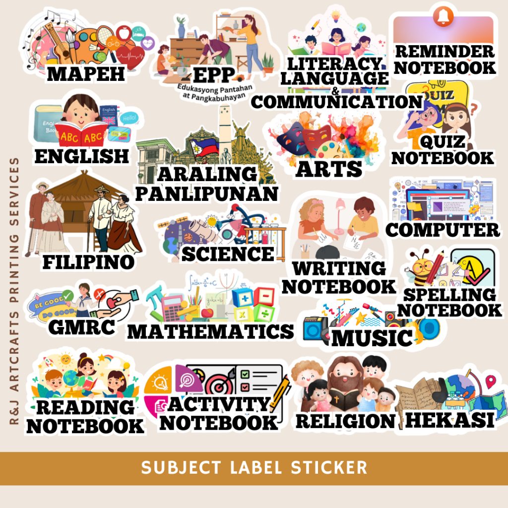 Subject label sticker | Sold per set/sheet - A4 sheet | Shopee Philippines