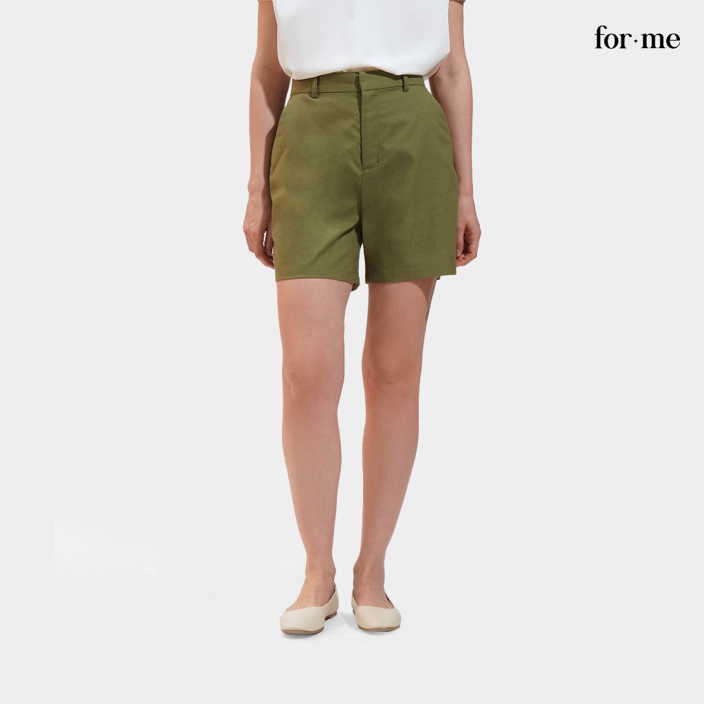 ForMe Linen Bermuda Shorts For Women (Olive) | Shopee Philippines