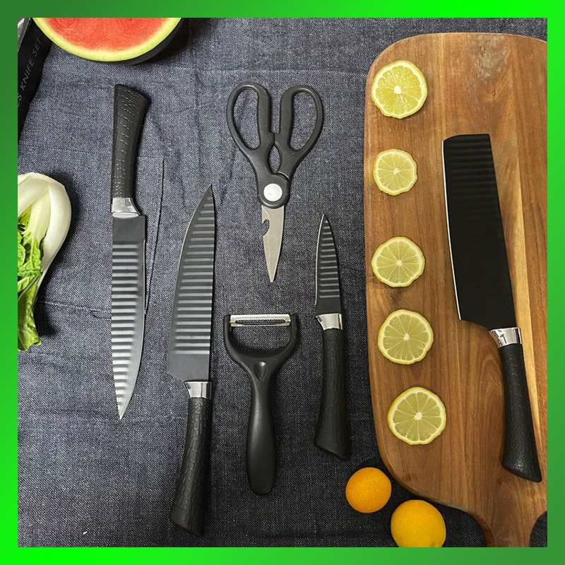 Black wave knife set mini version six-piece set stainless steel kitchen ...