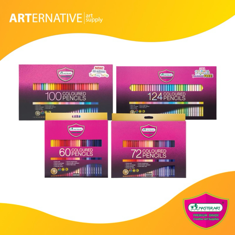 MASTERART Premium Grade Colored Pencils 60/72/100/124 Set | Shopee ...