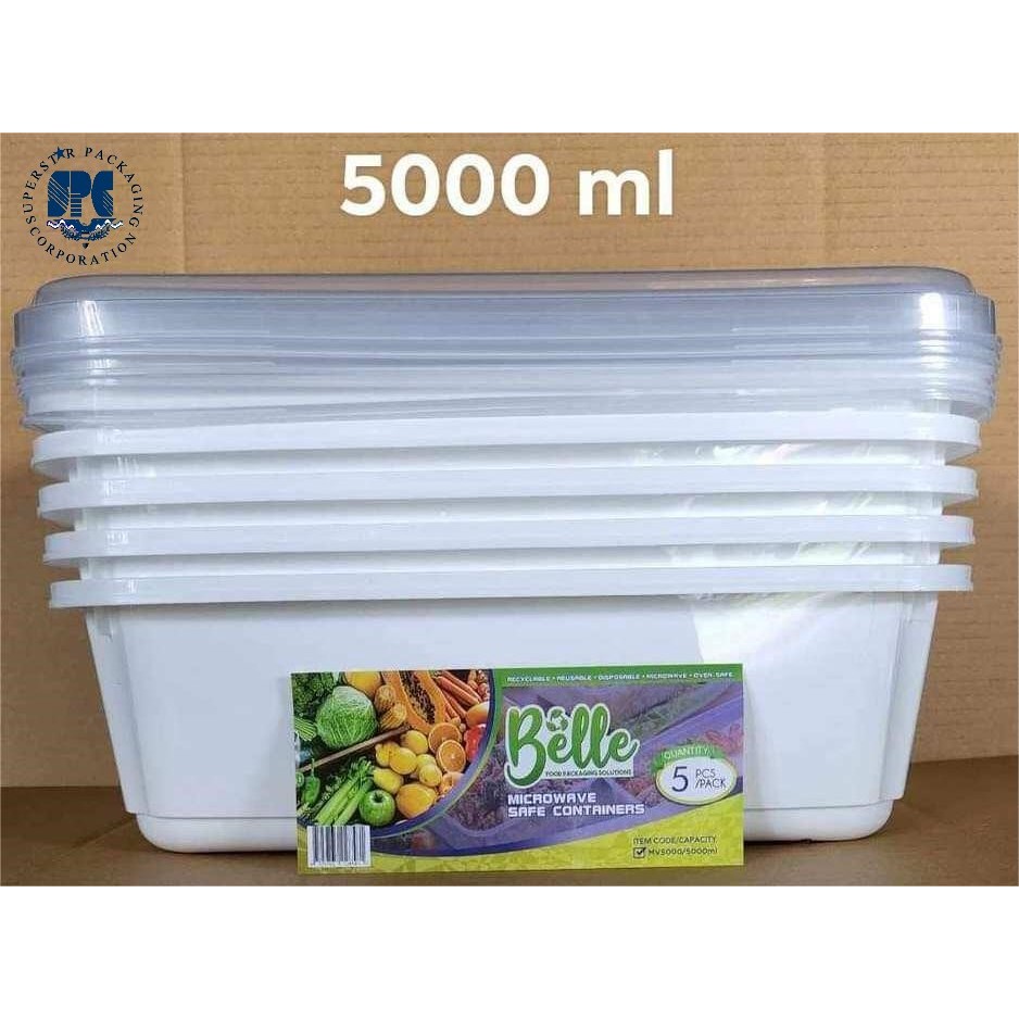 Belle RE-5000 Microwavable Container 5000mL (Rectangular) (5pcs/pack ...