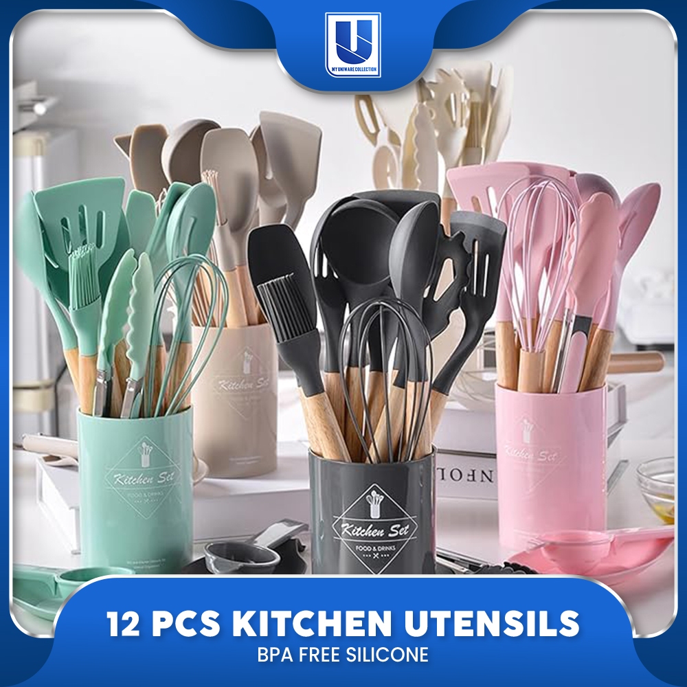 12pcs Kitchen Set Silicone Utensils Cooking Set Heat Resistant Kitchen ...