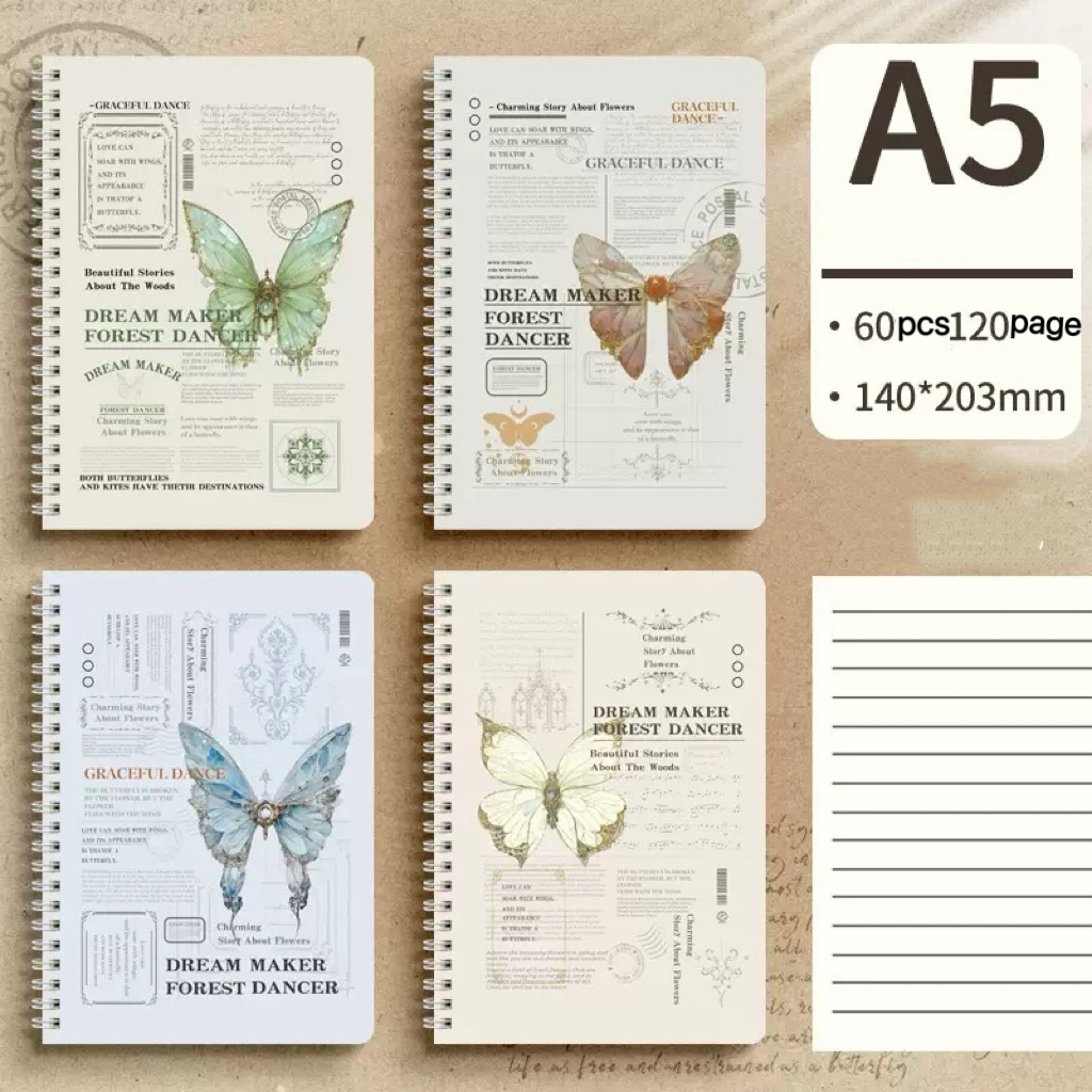 4Pcs/Set Retro A5Personality coil notebook simple thick inner page ...
