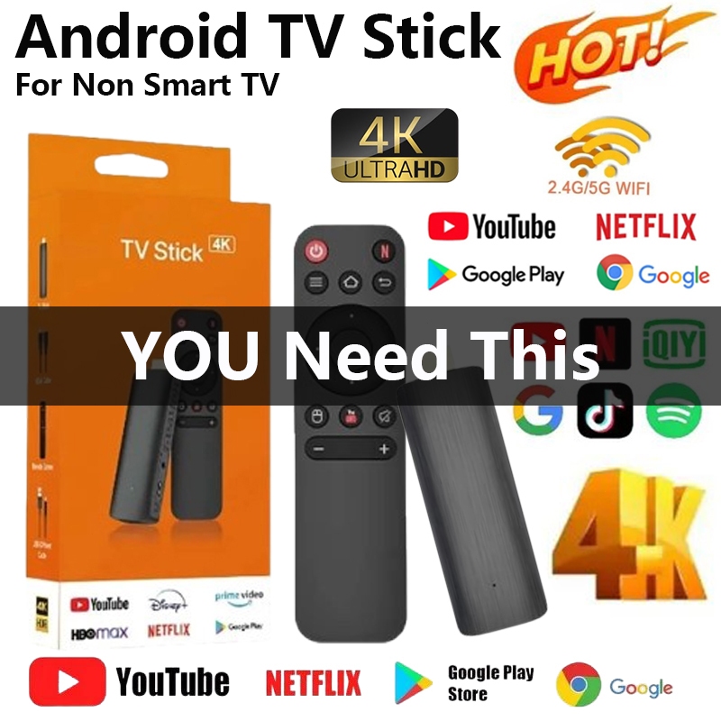 Portable TV BOX Android 4K TV Stick 8GB 128GB Multi Language For Google ...