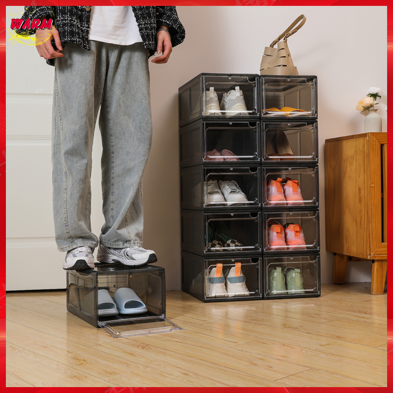 Big sized Box Hard Plastic Shoe Rack Storage Organizer Colorful flip ...