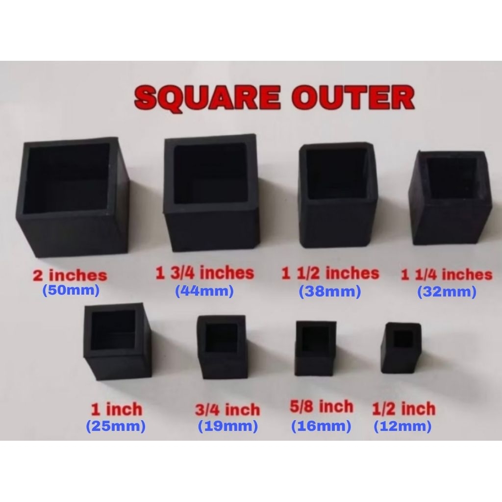 SQUARE OUTER Rubber Footings Heavy Duty (Sold per piece) | Shopee ...