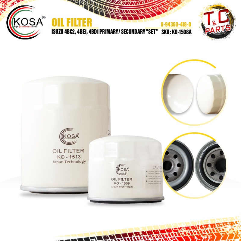 ISUZU 4BC2 4BE1 4BD1 PRIMARY AND SECONDARY OIL FILTER KOSA (1SET) KO ...