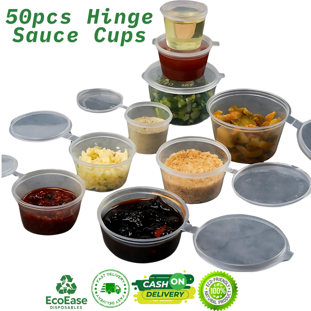50pcs Hinged Lid Sauce Cups 1oz-5oz - Premium Quality, Leak-Proof ...