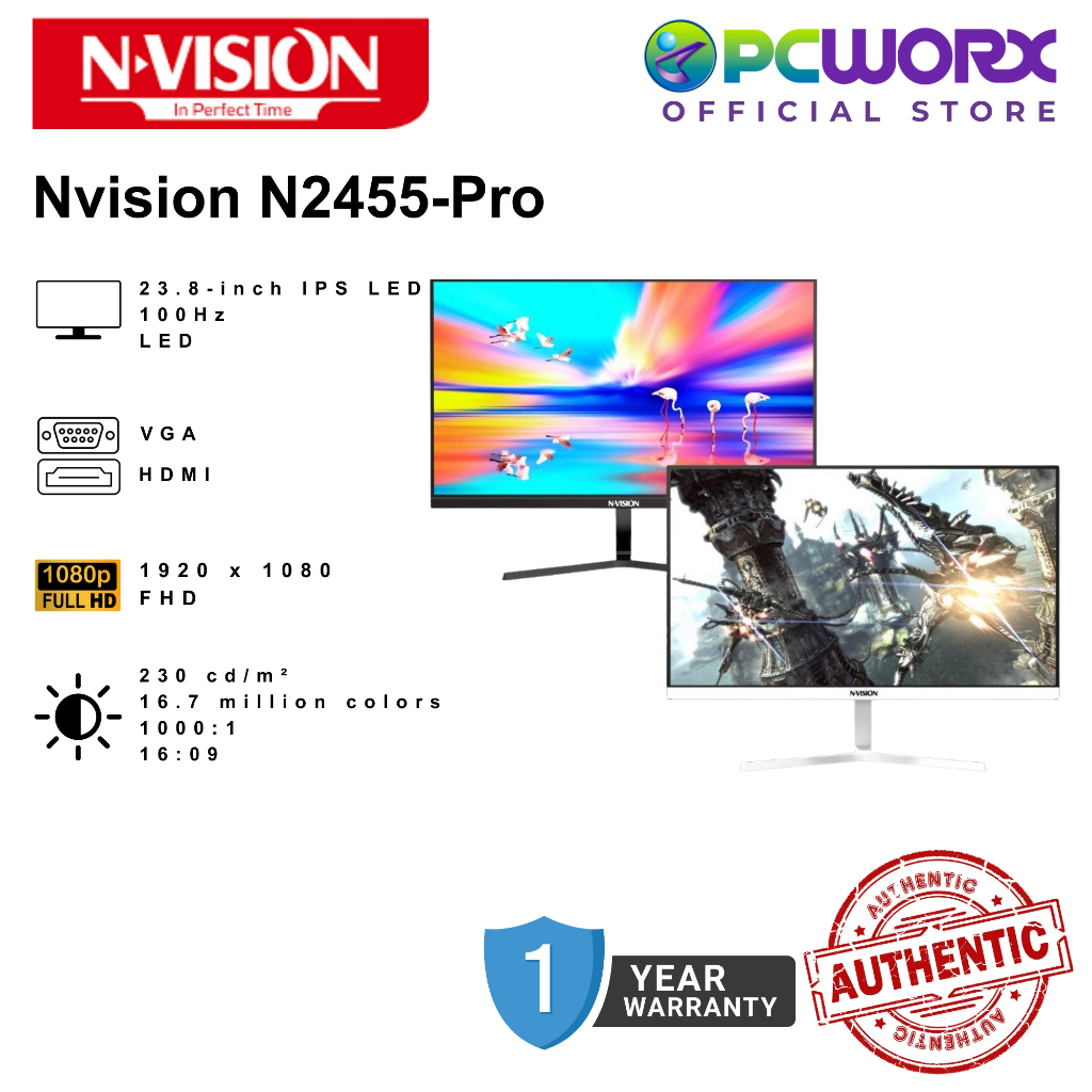 NVISION N2455-PRO 23.8" IPS 100HZ 1920*1080 MONITOR | Shopee Philippines