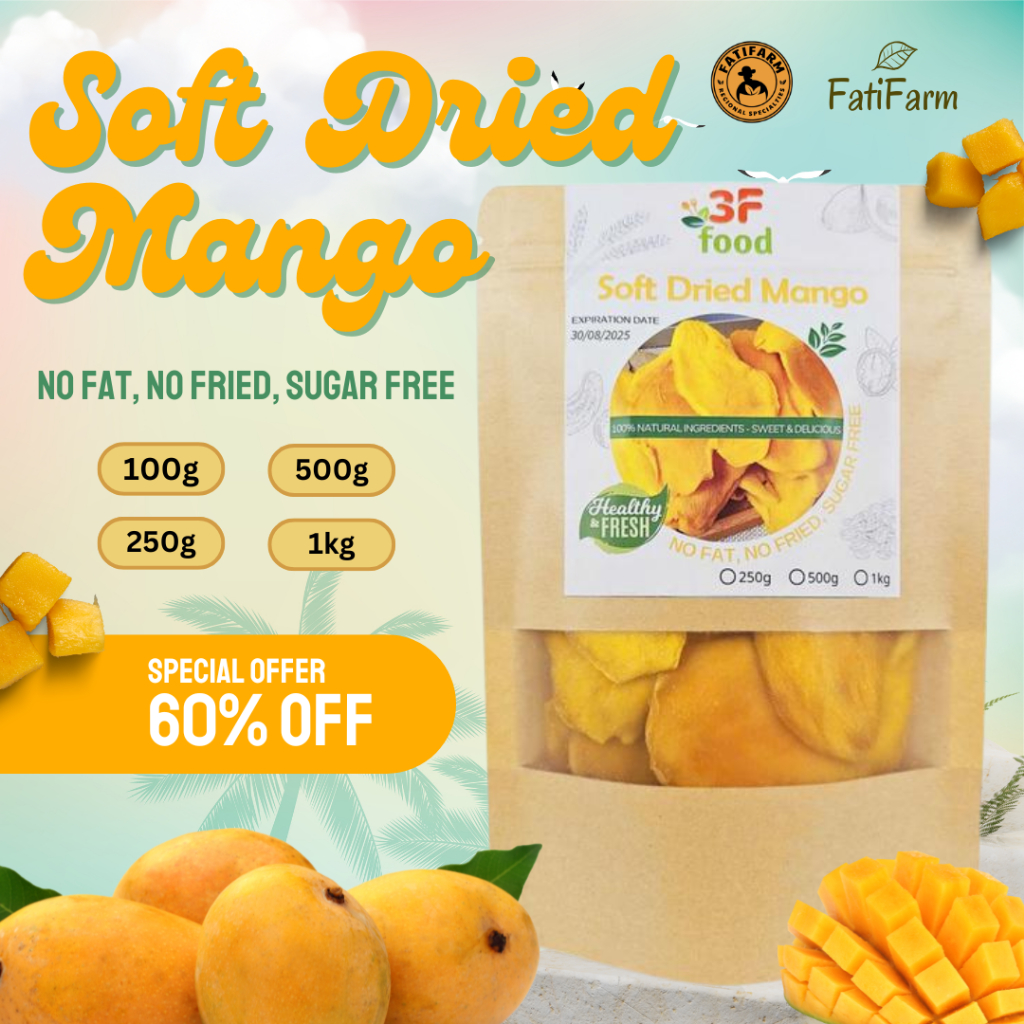 3F FOOD Dried Mangoes Fruit Snack Dried Mango from Vietnam - 100g/ 250g ...