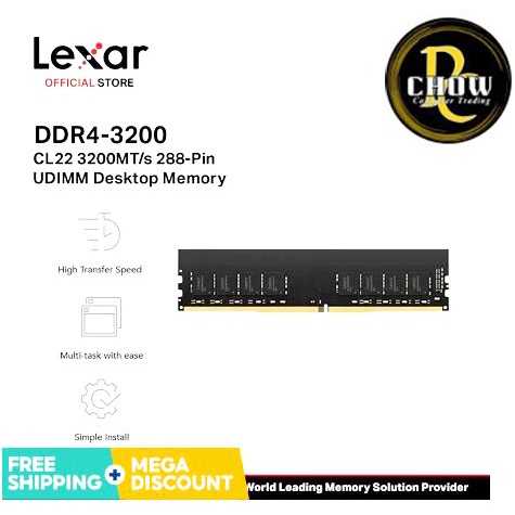 LEXAR DDR4-3200 16GB/8GB/32GB DDR4 CL22 3200MT/s UDIMM RAM Desktop Memory (DDR4) | Shopee ...