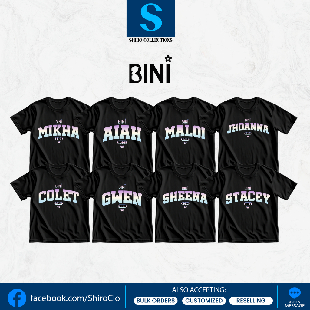 BINI design t-shirt Blooms Merch Bini Members Cotton Roundneck Karera ...