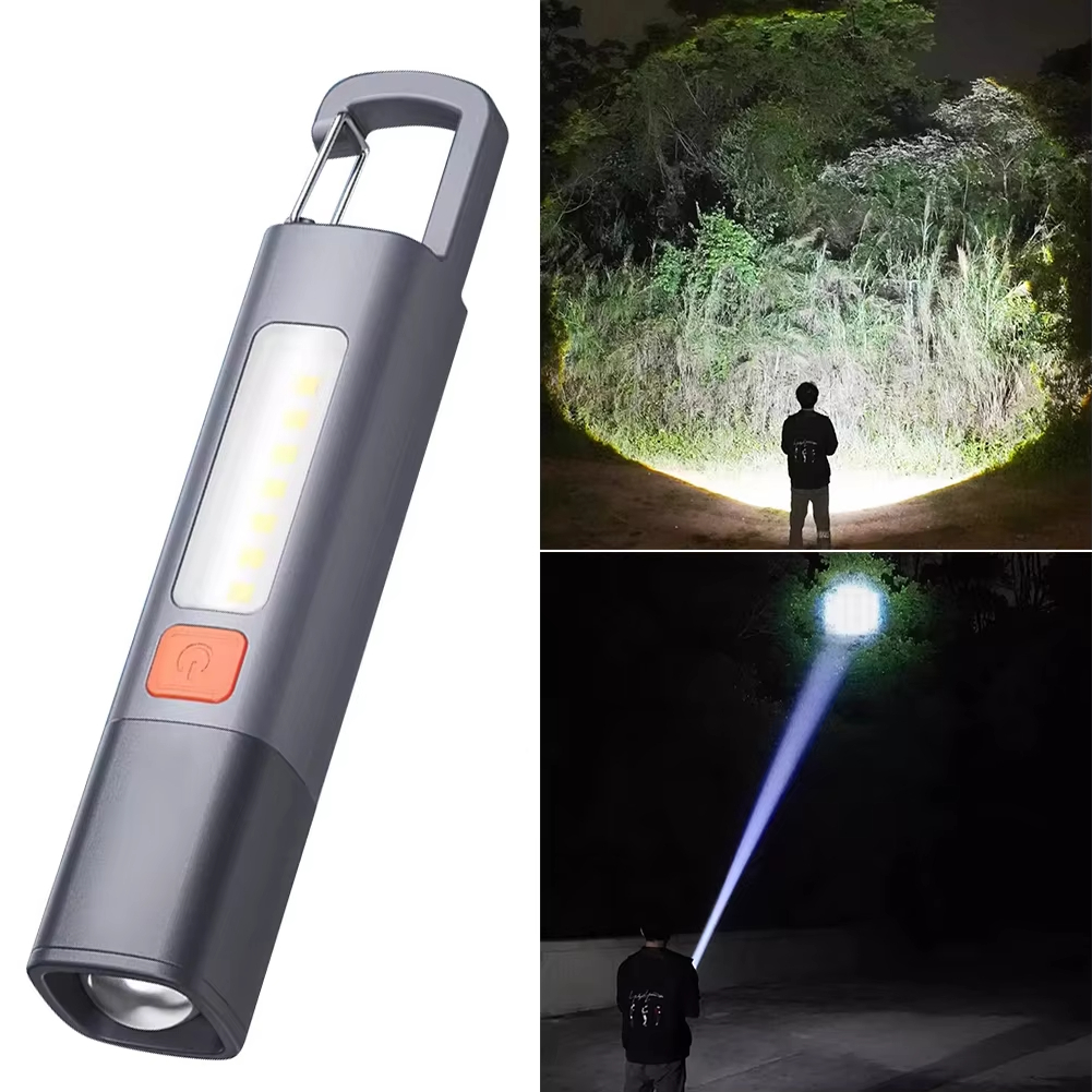 Mini Portable LED Torch USB Charging Ultra Bright Flashlight 800mAh ...
