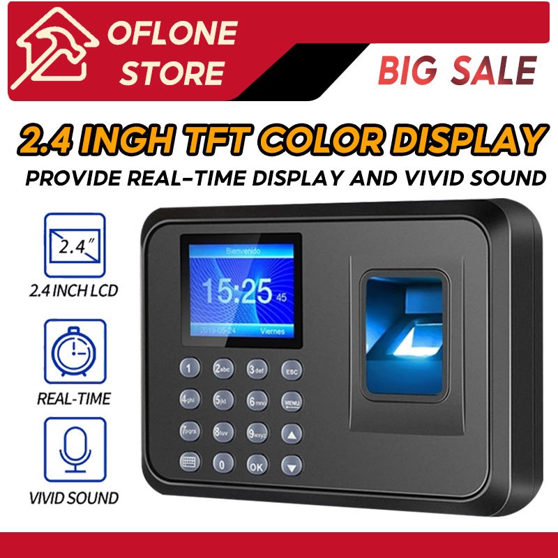 Fingerprint Attendance LCD Screen Biometric Fingerprint Office Check ...