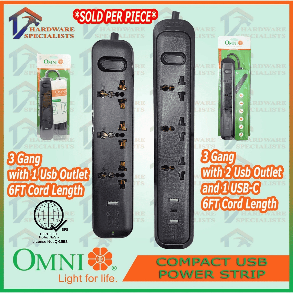 Omni Compact USB Power Strip Extension Original Authentic USB-301 Black ...
