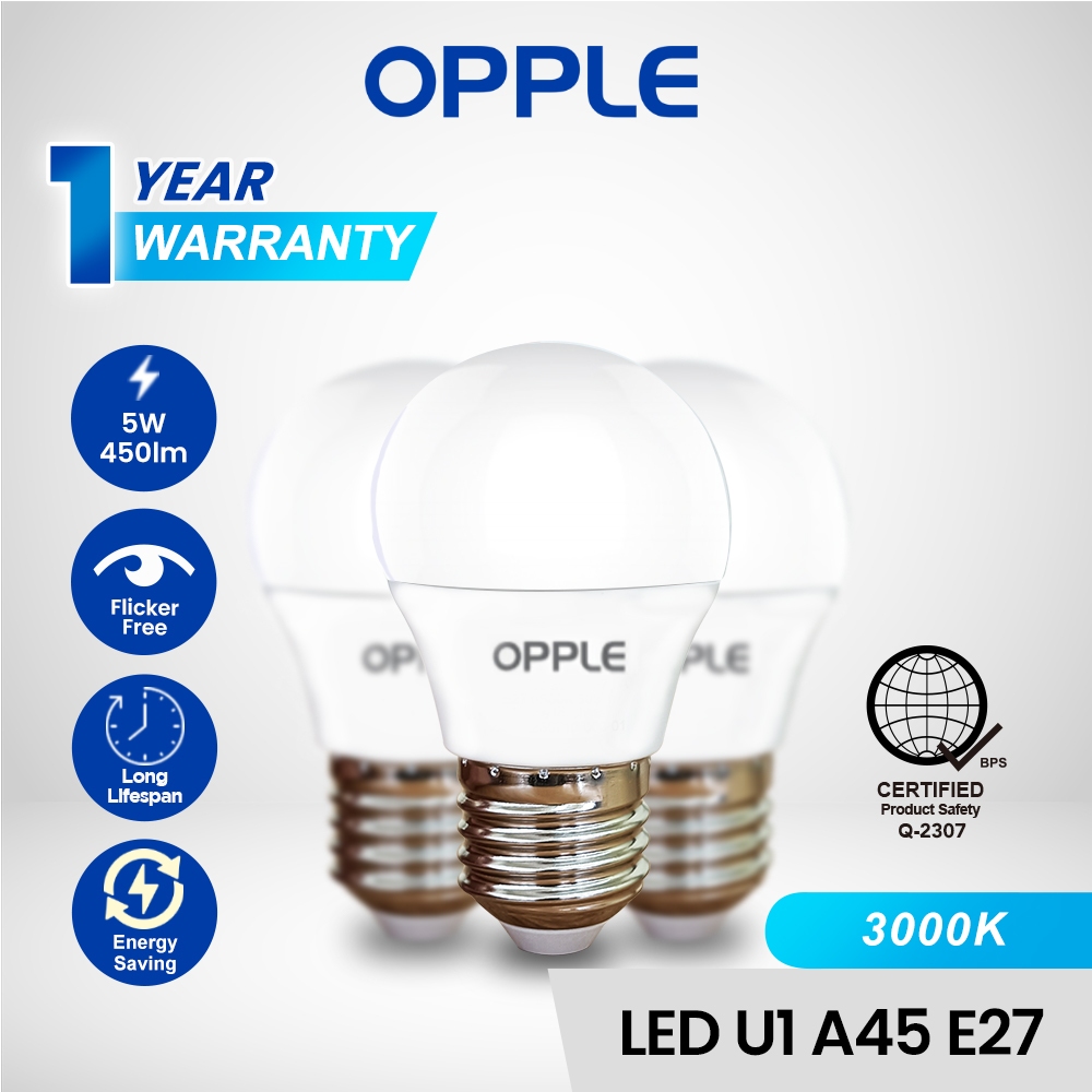 OPPLE LED UltraSave1 Bulb E27 A45 5 Watts 3000K/6500K Warm White ...