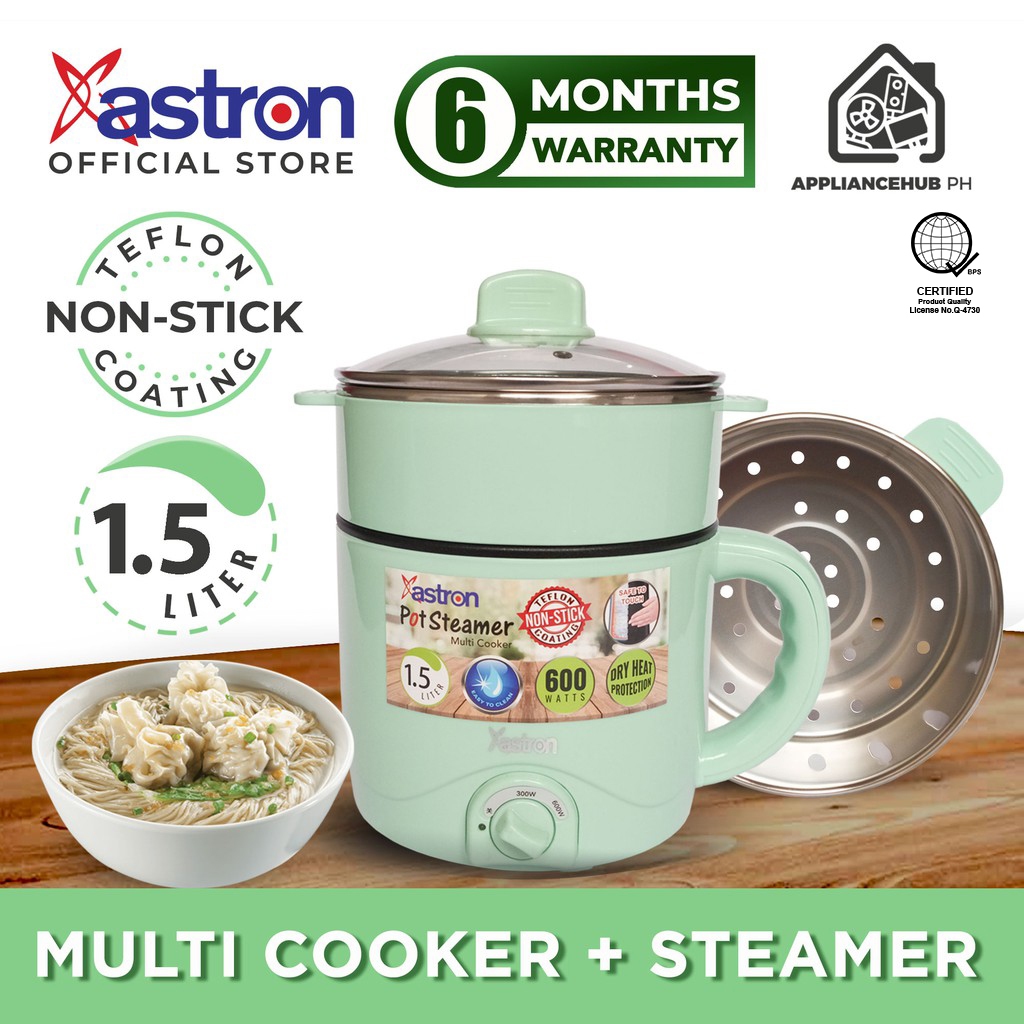 Astron Multi-Cooker & Pot Steamer - Pastel Green | 1.5L Capacity | 600W ...