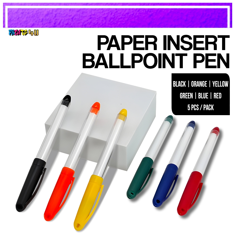 5pcs Photo Insert Ballpen Colorful Cap Ball Pen Black Ink | Shopee ...