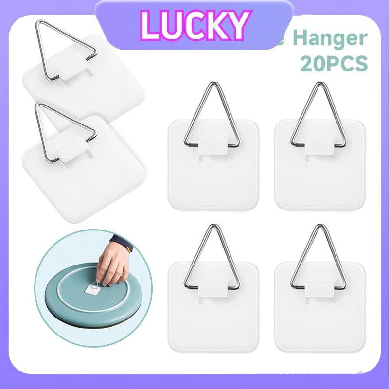 20 Pack Invisible Adhesive Plastic Plate Hangers Square Triangle Wall ...