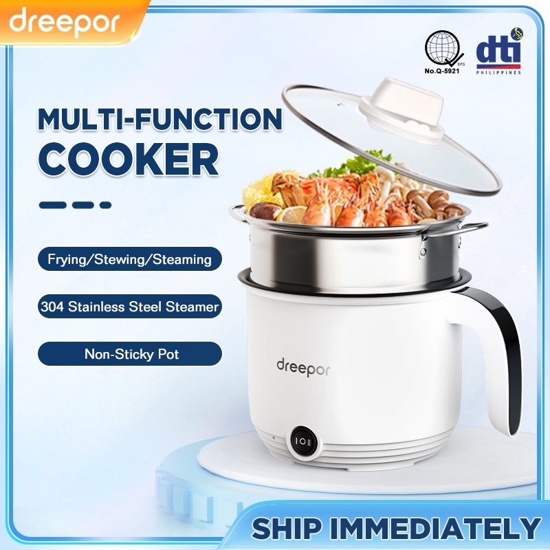 Dreepor 1.8L Mini Rice Cooker Small With Steamer Non Stick Pan Hot Pot MultiFunction Electric ...