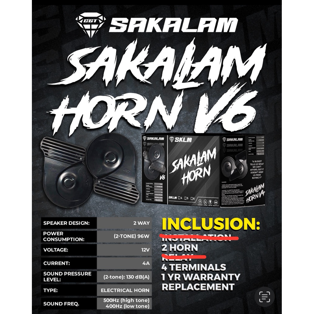 SAKALAM HORN / FREE TERMINAL -TOL PAWIRING | Shopee Philippines