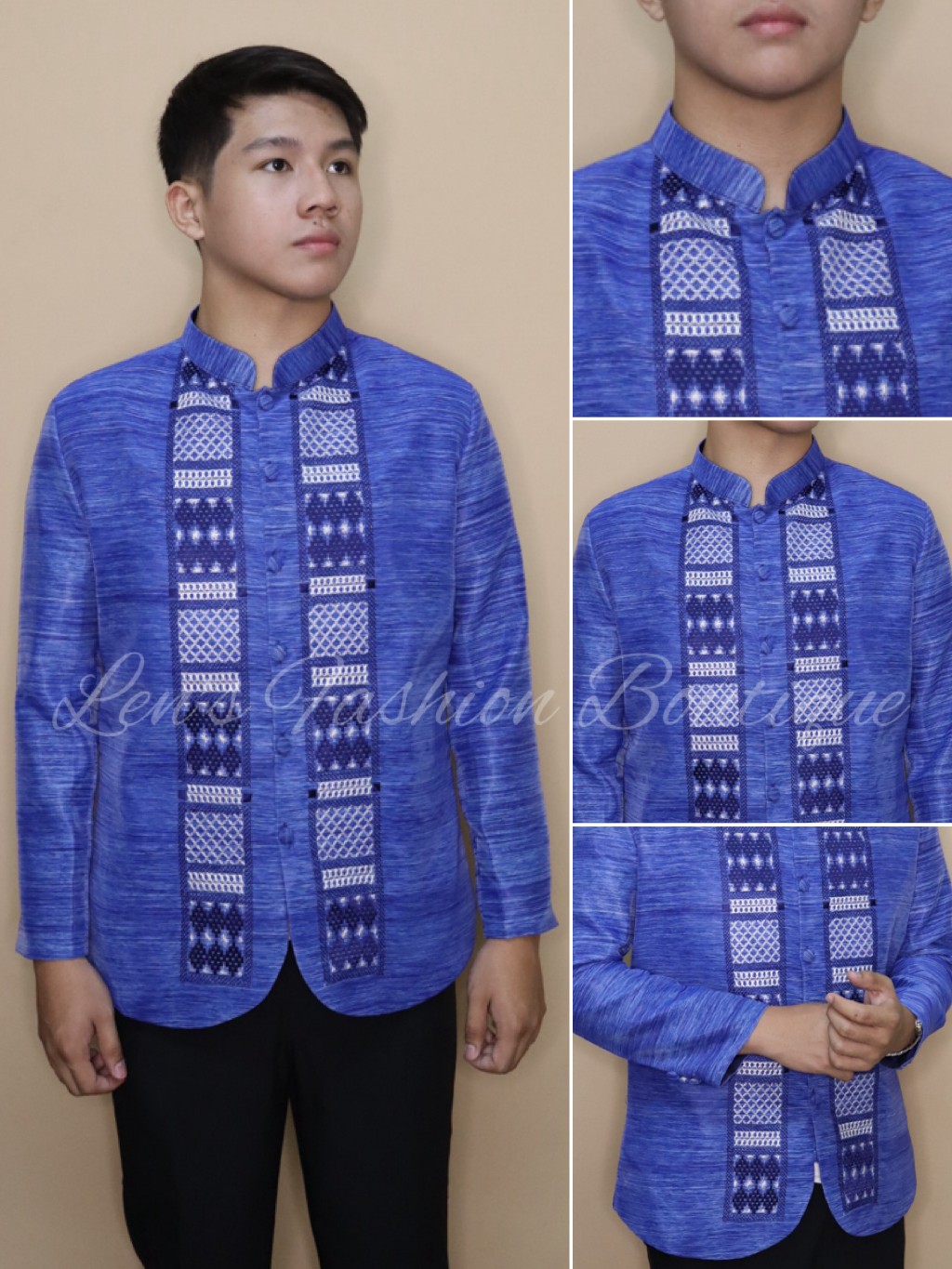 HIGH QUALITY COAT BARONG - CHINESE COLLAR (BLUE) | Shopee Philippines