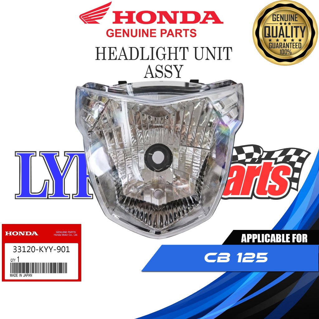 HONDA GENUINE HEADLIGHT UNIT ASSY FOR CB 125 || 33120-KYY-901 | Shopee ...