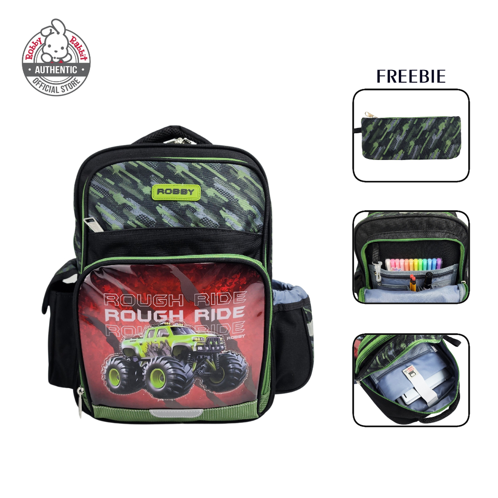 Robby Rabbit Mighty Truck Backpack 16-Inch (Green, Black, Truck ...
