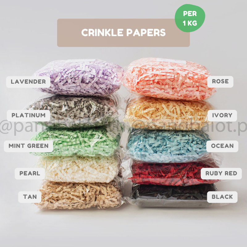 Crinkle Papers: PER KILOGRAM (black, ivory, lavender, ocean, pearl ...