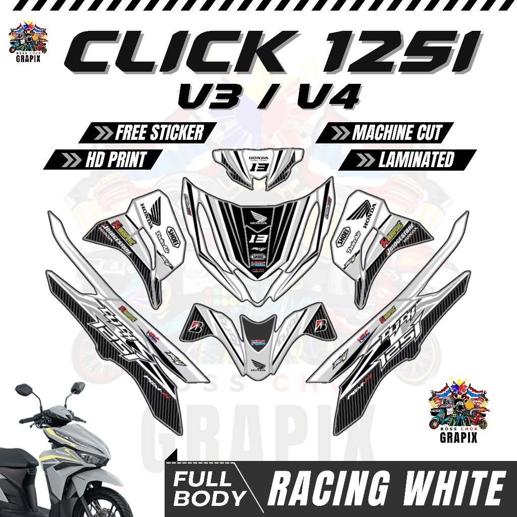 V3 / V4 Honda Click 125i Full Body Decals Sticker HD Quality Print ...