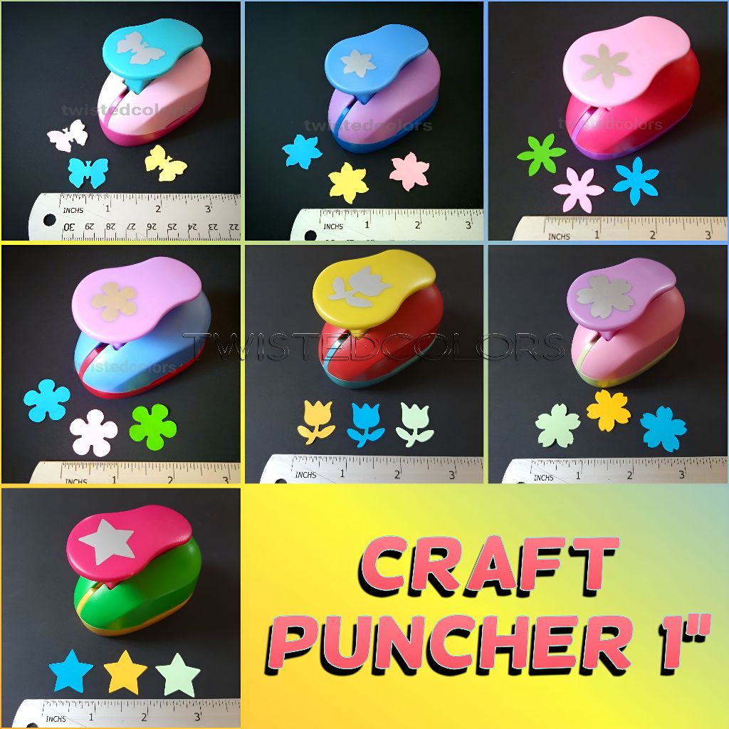 Craft Puncher With Lever 1 Inch Star Flower Heart Butterfly Round ...