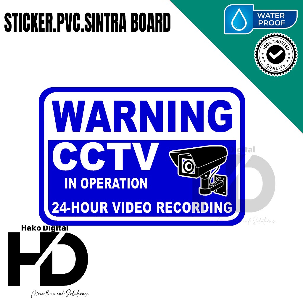 CCTV Warning Sticker Waterproof Fadeproof Blue Version A4 Size | Shopee ...