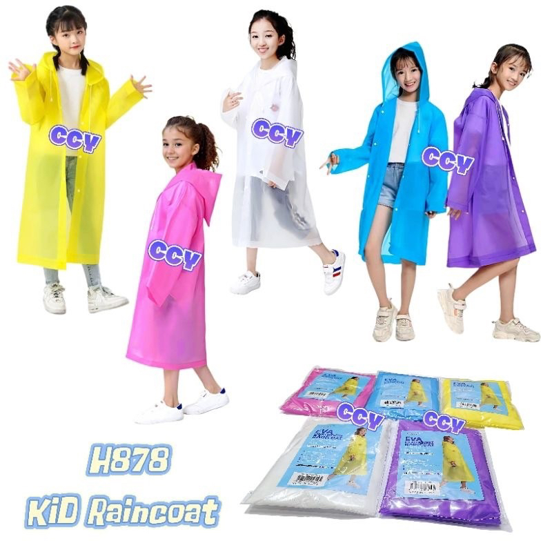 Children's macaron portable long full body anti-rainstorm raincoat new transparent raincoat EVA ...